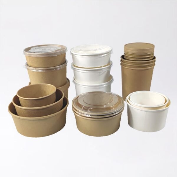 Disposable Paper Salad Bowls with lids – Custom, Eco-Friendly, Kraft, White