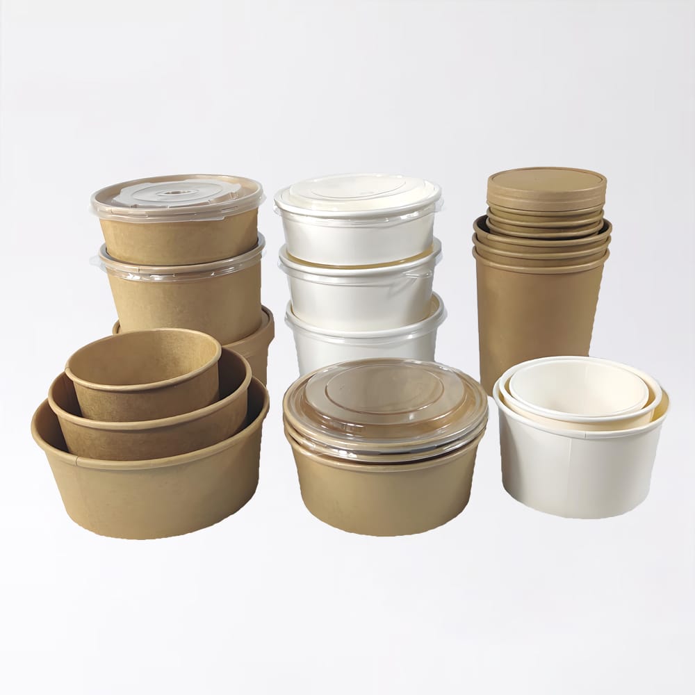 Disposable Paper Salad Bowls With Lids – Custom, Eco-Friendly, Kraft, White