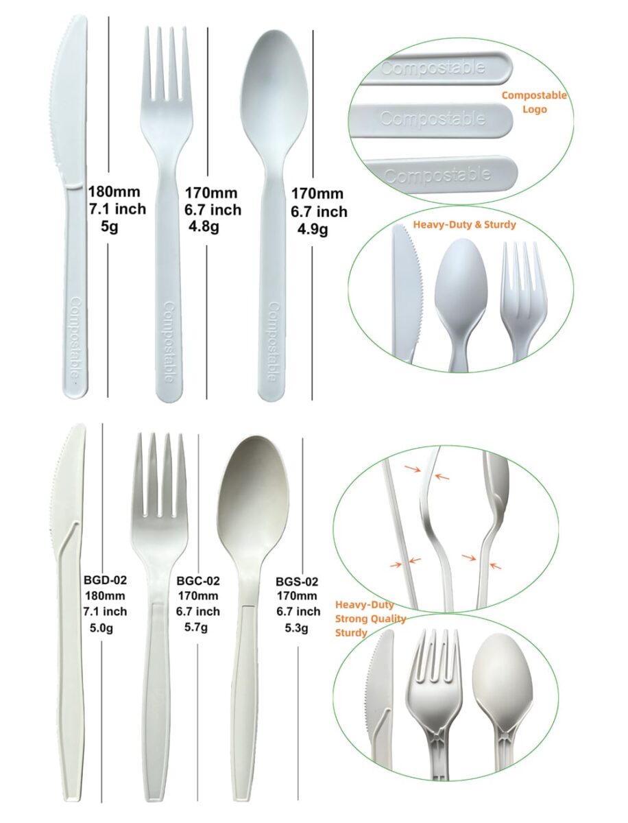 Biodegradable & Compostable Cutlery Utensils - Fork Spoon Knife