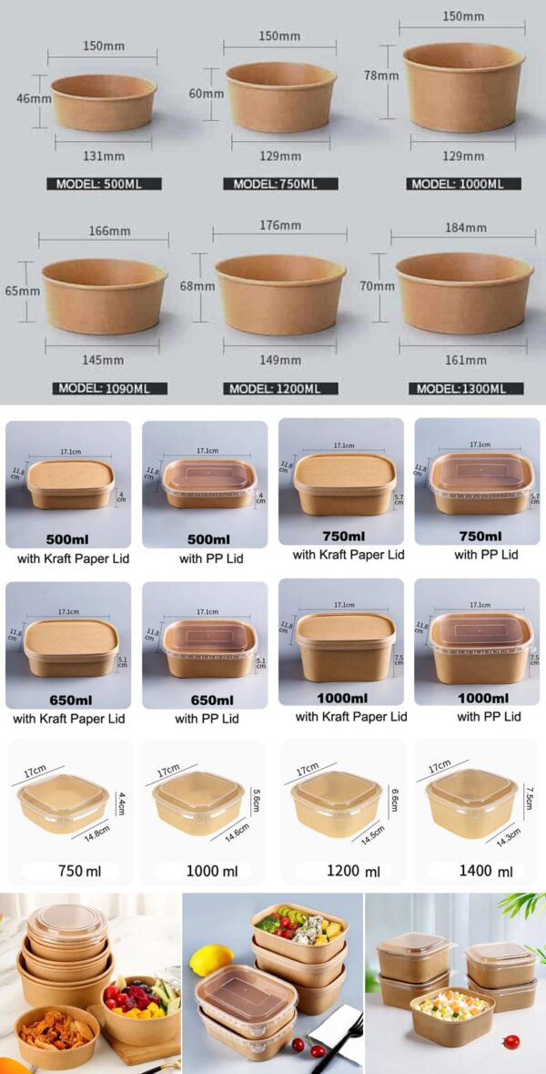 Disposable Paper Salad Bowls With Lids – Custom, Eco-Friendly, Kraft, White