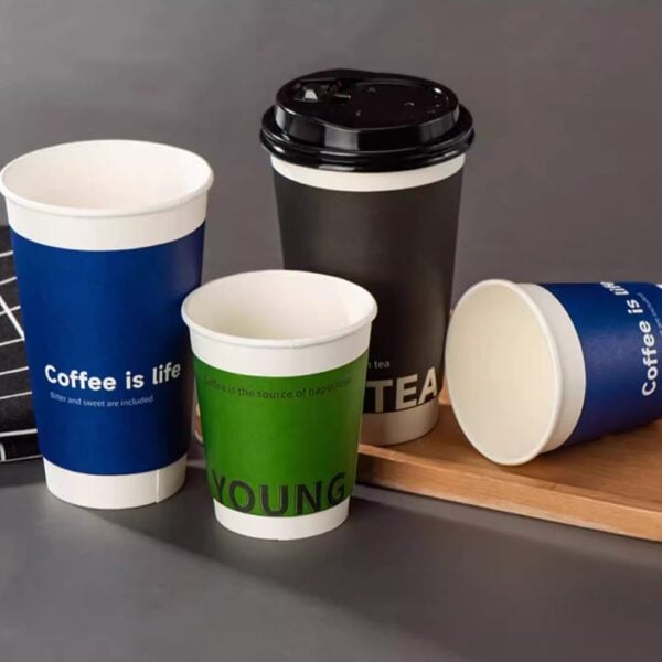 Custom Biodegradable Paper Coffee Cups – 2, 4, 6, 7, 8, 10, 12, 16, 20 oz